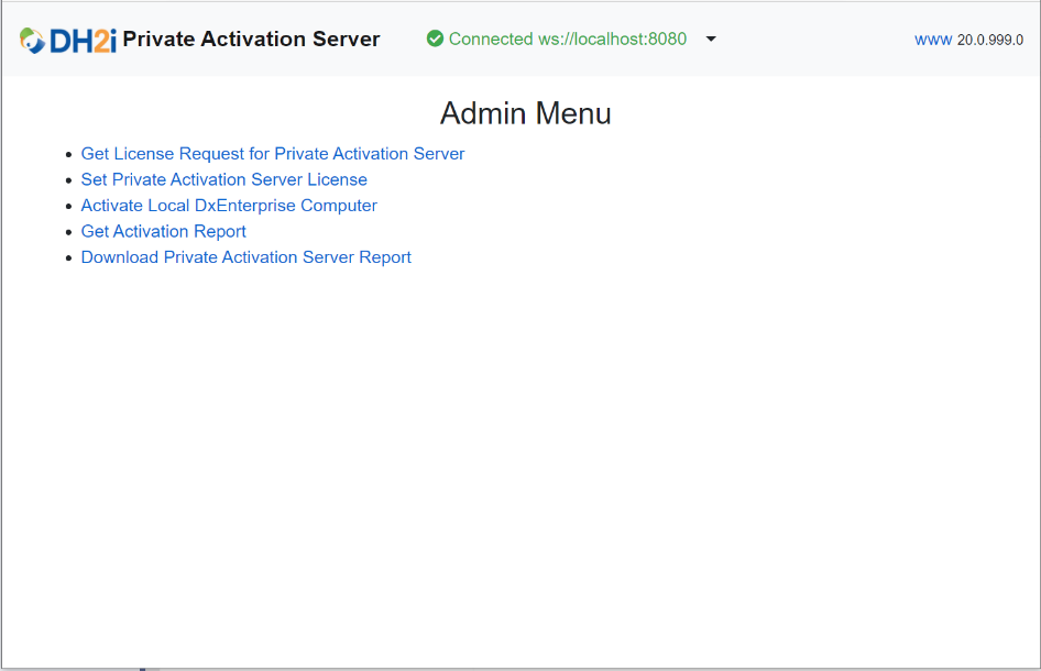 Private Activation Server Web Admin Console Guide | DH2i Support Portal